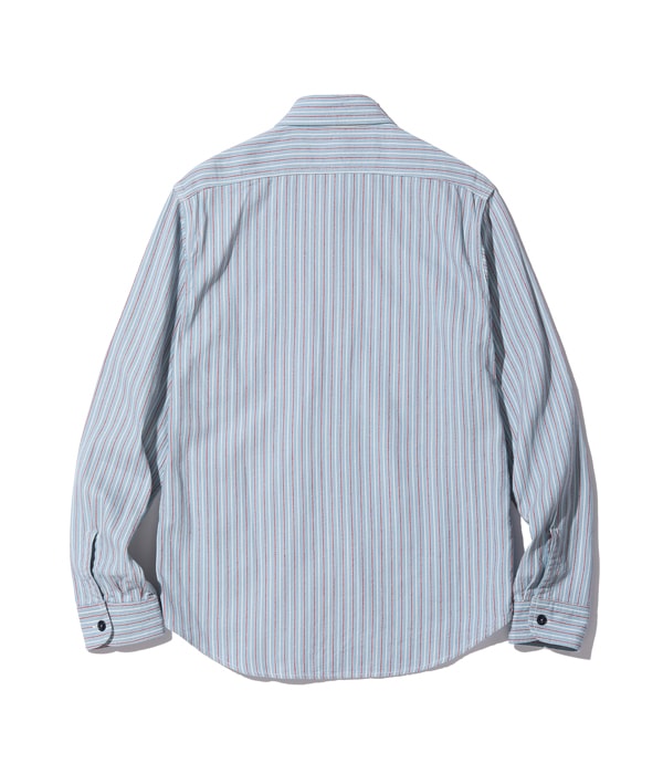 SUGARCANE DOBBY STRIPE WORKSHIRT (LONG SLEEVE) - LIGHT BLUE - Elroy Clothing
